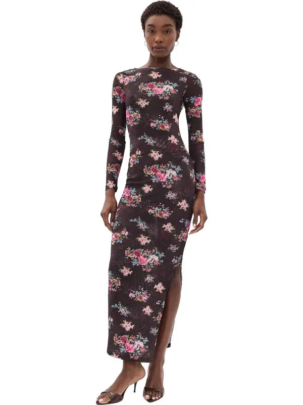 AFRM Phyll Dress Floral Print Maxi Dress - Java Snake Floral