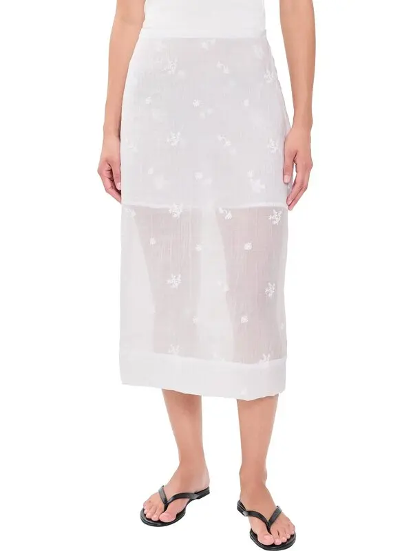 Secular Nicole Embroidered Midi Skirt - White
