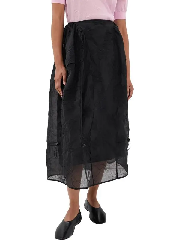 Cecilie Bahnsen Floral Organza Midi Skirt - Black