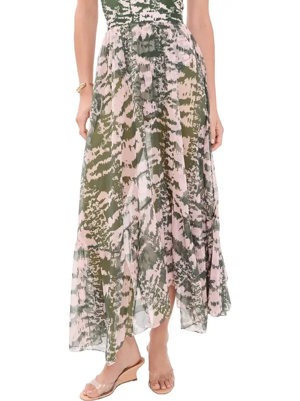 PatBO Botanic Stripe Long Coverup Skirt - Green