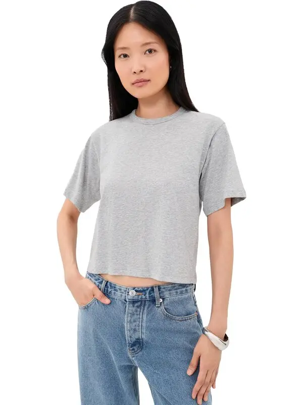 Ayr The Practice Tee Crewneck Short Sleeve Cotton T-shirt - Heather Grey