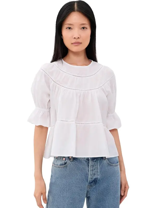Merlette Sol Blouse With Crochet Trim - White