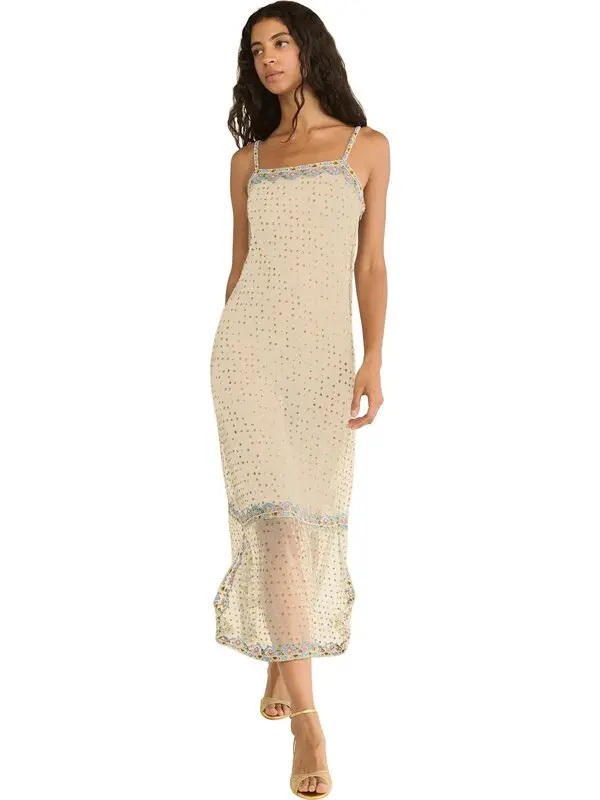 DÔEN Elida Hand-embroidered Tulle Maxi Dress - Candlelight