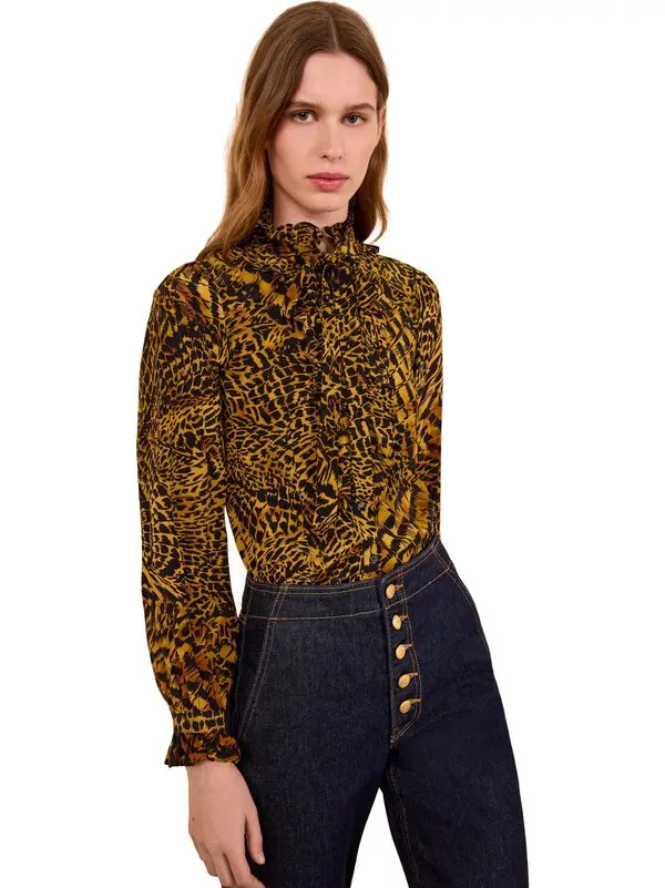 Ulla Johnson Catroux Long Sleeve Silk Blouse - Wren
