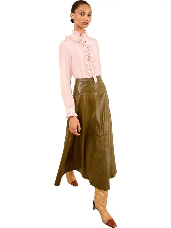 Ulla Johnson Catroux Long Sleeve Silk Blouse - Powder