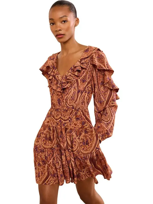 Ulla Johnson Vivi Long Sleeve Silk Mini Dress - Rosette