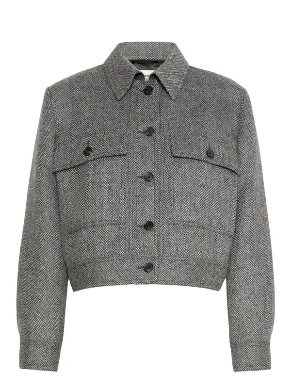Max Mara Chevron Collared Jacket - Grey