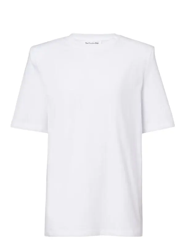 THE FRANKIE SHOP Carrington Cotton Jersey T-shirt With Padded Shoulders - White