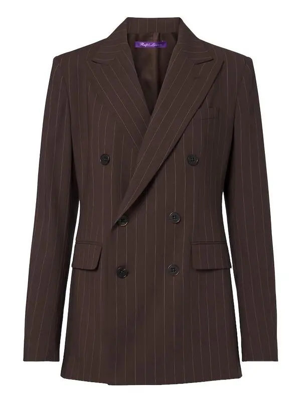Ralph Lauren Pinstripe Double-breasted Wool Blazer - Brown