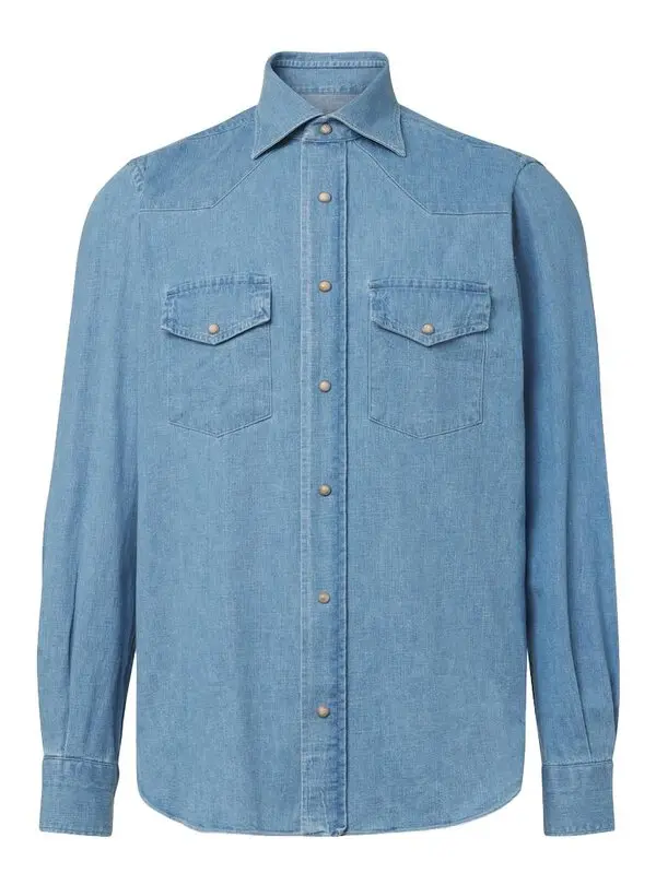 Eleventy Denim Western Shirt - Blue