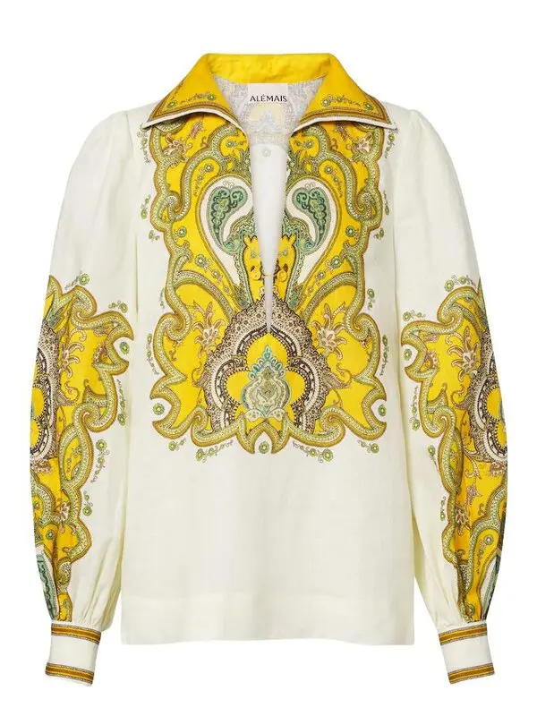 ALEMAIS Printed Linen Blouse - Multicoloured