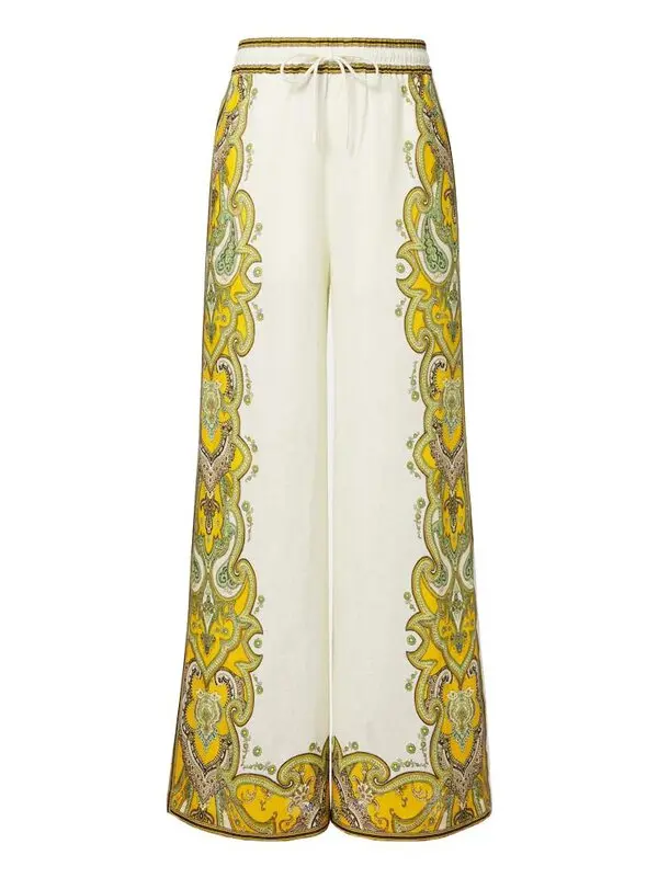 ALEMAIS Printed Linen Wide-leg Pants - Multicoloured