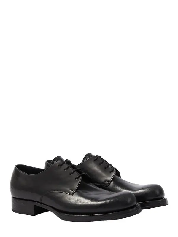 Prada Leather Derby Shoes - Black