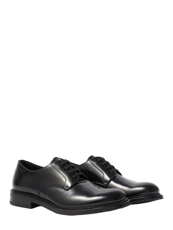 Prada Leather Derby Shoes - Black