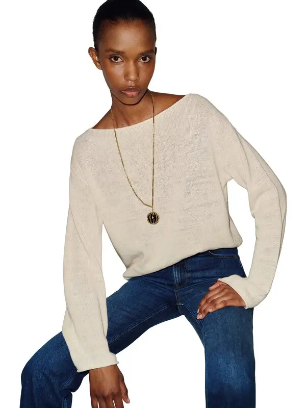 REFORMATION Marine Linen Cotton Sweater - Ivory