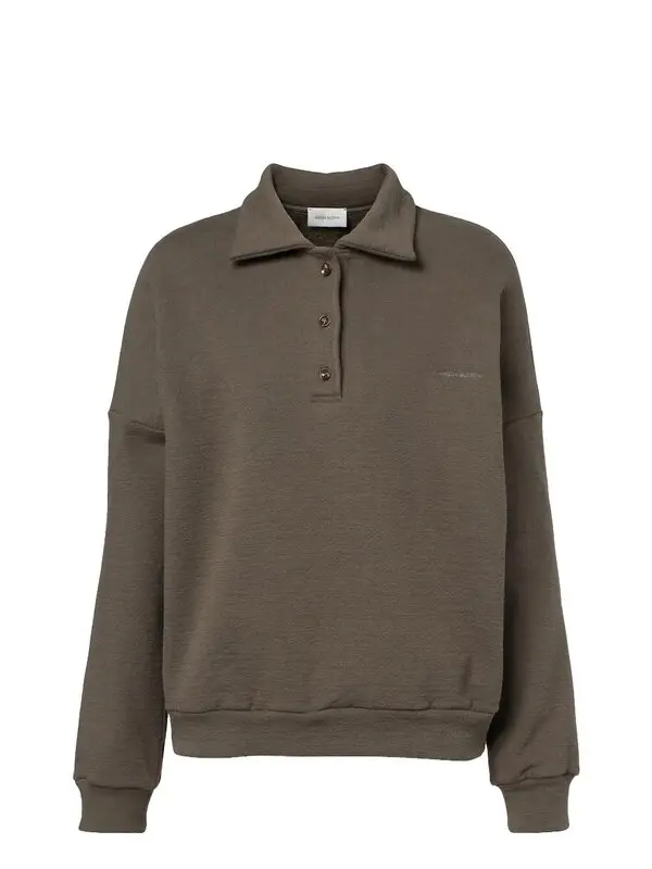 Magda Butrym Cotton-blend Fleece Polo Sweater - Grey