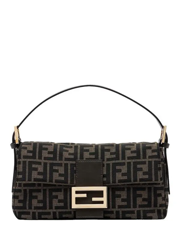 Fendi Baguette Monogram Canvas Shoulder Bag - Brown
