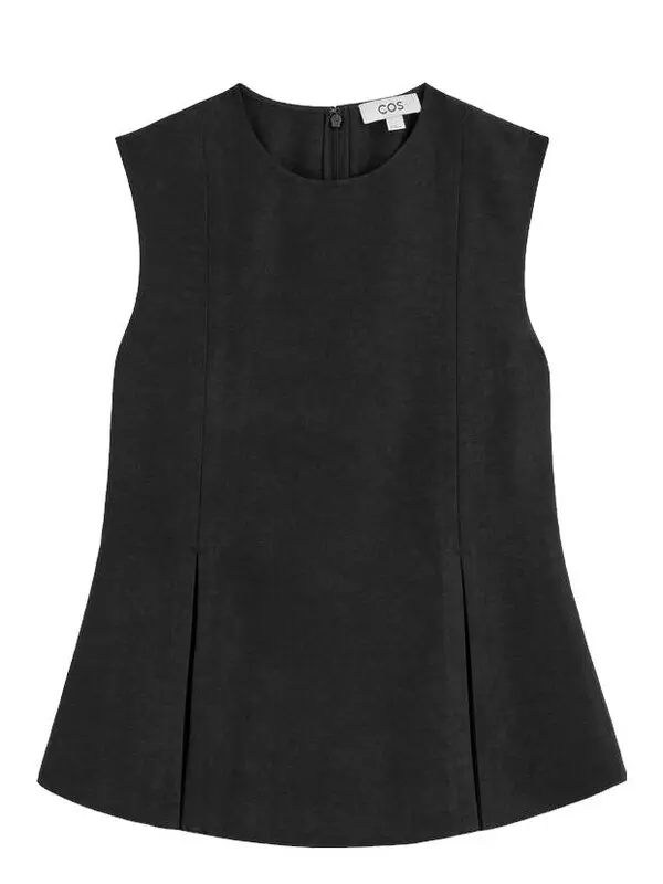 Cos Sleeveless Pleated Peplum Top - Black