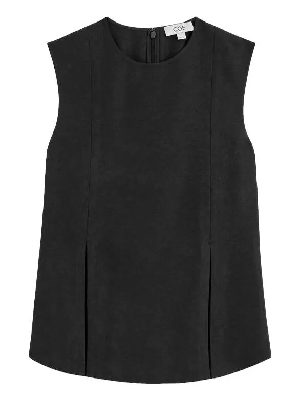 Cos Sleeveless Pleated Peplum Top - Black