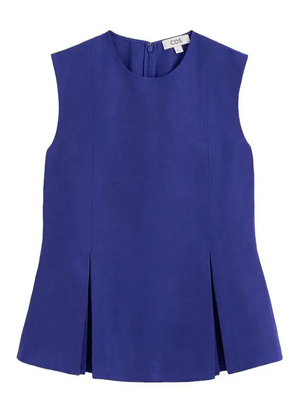 Cos Sleeveless Pleated Peplum Top - Blue