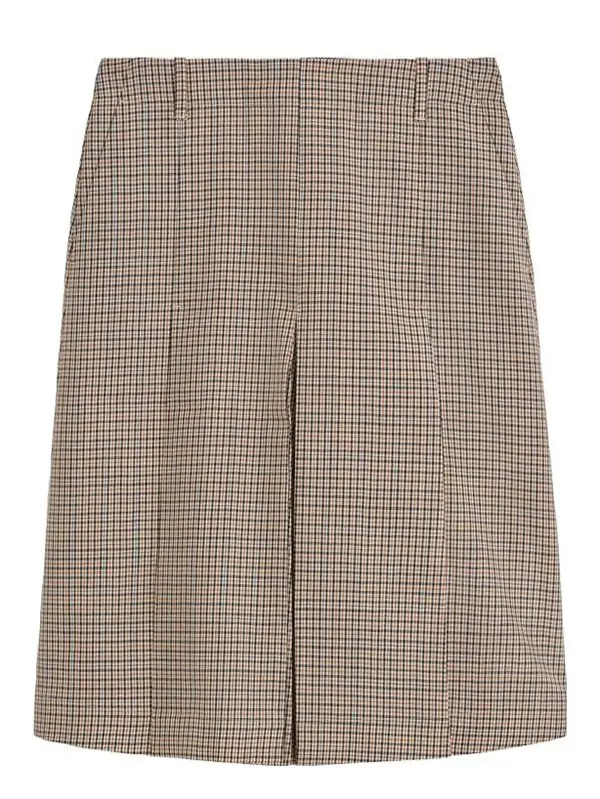 Cos Box-pleat Checked Wool Midi Skirt - Beige