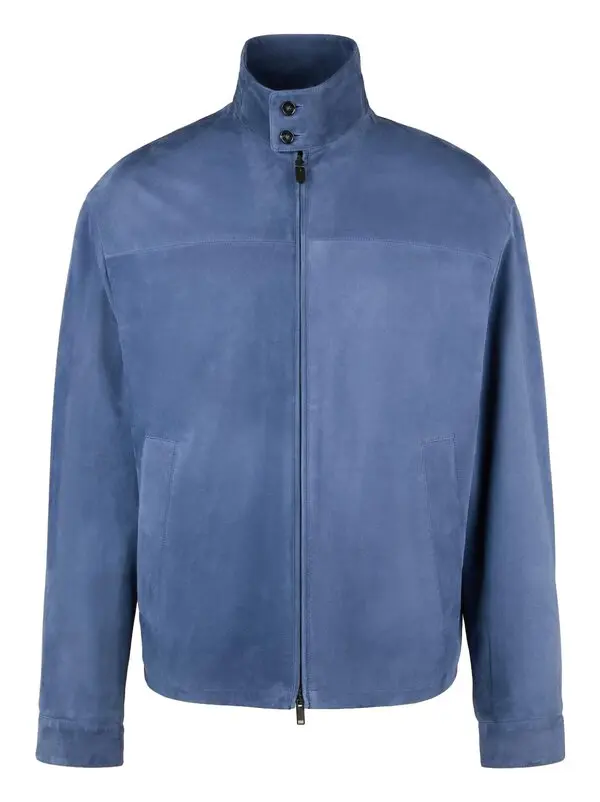 TOD'S Suede Zip-up Jacket - Blue