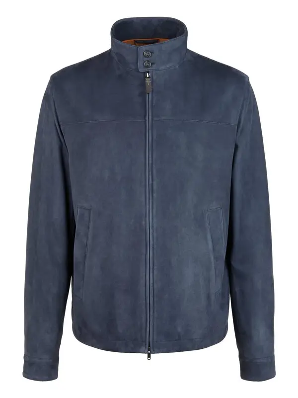 TOD'S Suede Zip-up Jacket - Blue