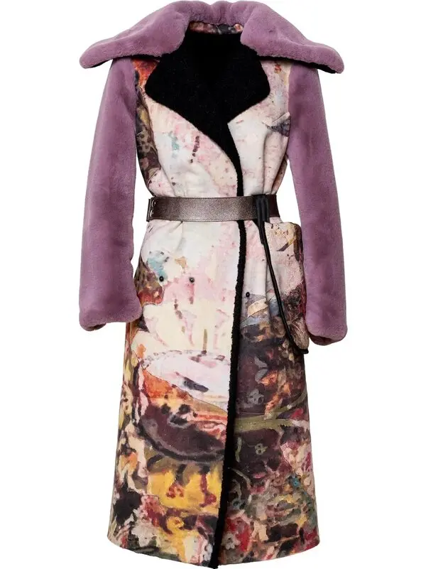 ARTISTA Secret Geisha Printed Faux Fur Coat - Black