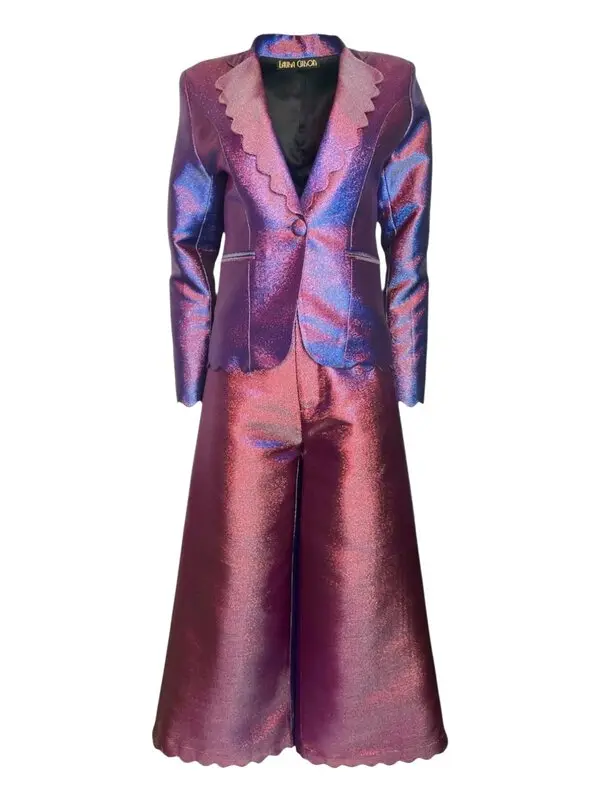 LAURA CITRON Two-tone Scalloped Suit - Blue/purple