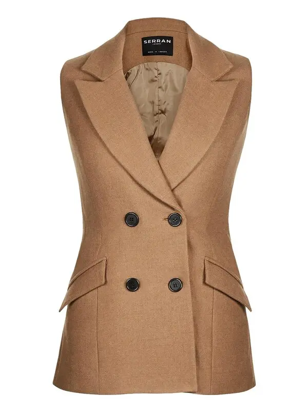SERRAN LONDON Neutrals / Double-breasted Vest - Brown