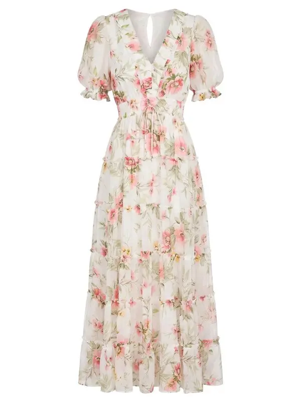 Yumi Kim Farrah Floral Print Tiered Maxi Dress - White