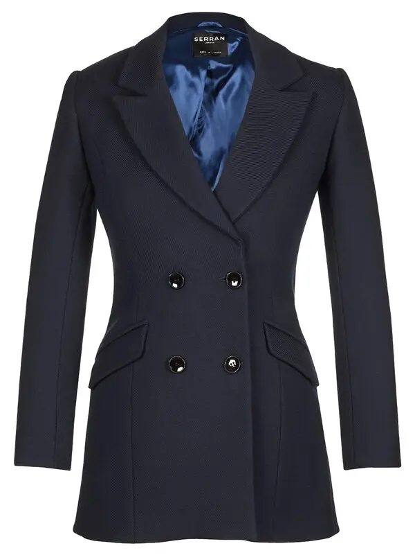 SERRAN LONDON Double-breasted Dress Jacket - Blue