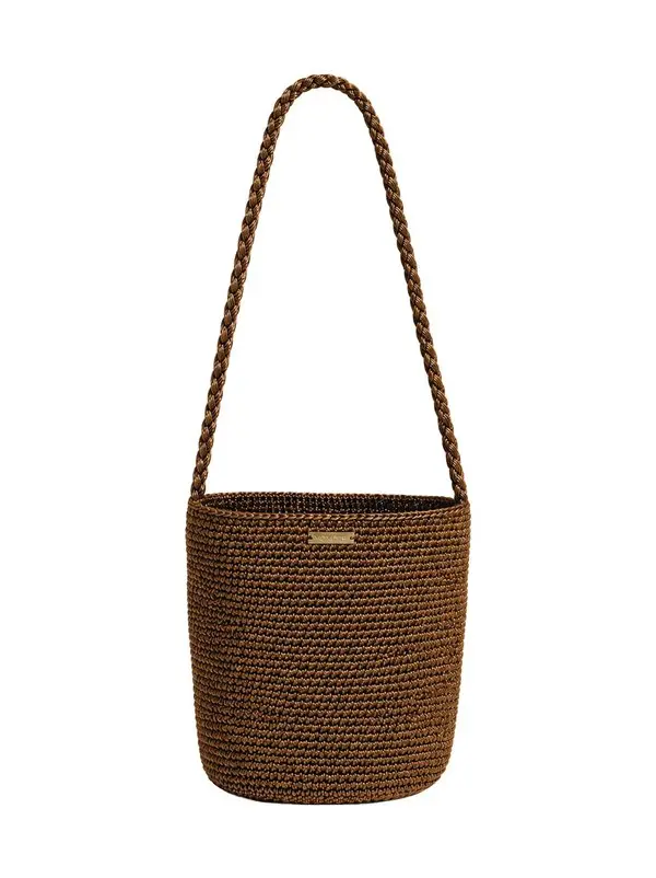 MONARCH Bronze Crochet Bucket Bag - Brown