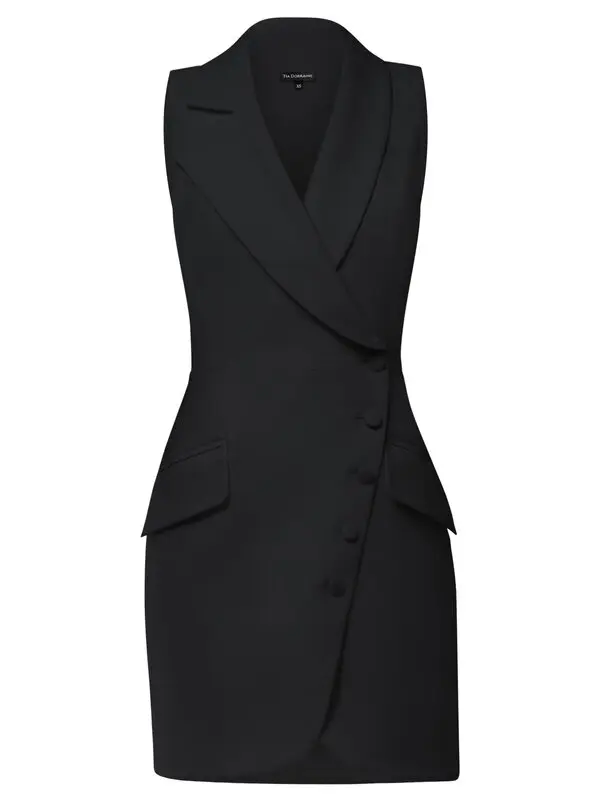TIA DORRAINE Sleeveless Blazer Mini Dress - Black
