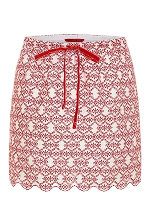 PCFG Broderie Anglaise Mini Skirt With Embroidery And Scalloped Hem - White