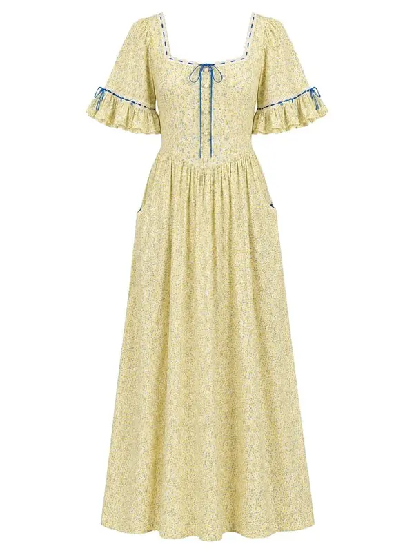 ROSE & NANCY Mori Lemon Print Maxi Dress - Yellow