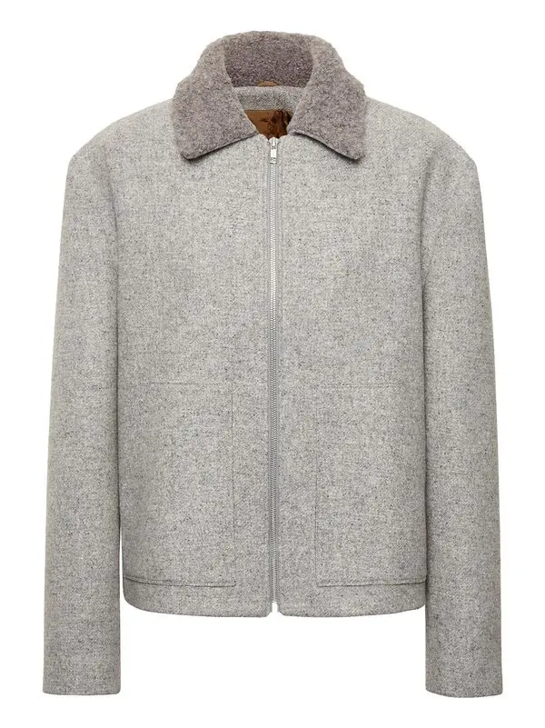 SERRAN LONDON Westminster Jacket With Knitted Alpaca Collar - Grey