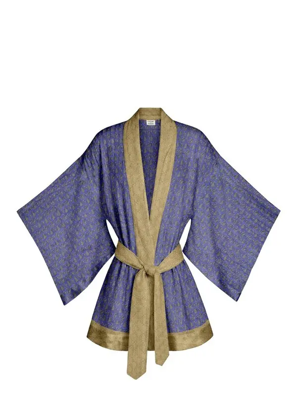 ARTEMIS MUSE One-of-a-kind Recycled Sari Kimono - Blue