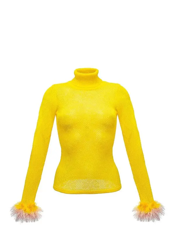 ANDREEVA Knit Turtleneck With Handmade Details - Yellow