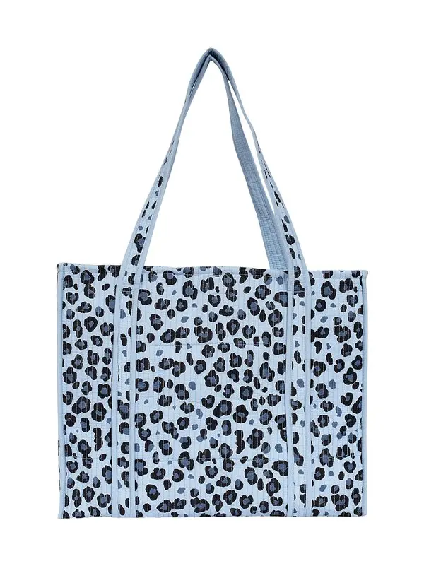 CYC Leopard Printed Quilted Tote - Blue
