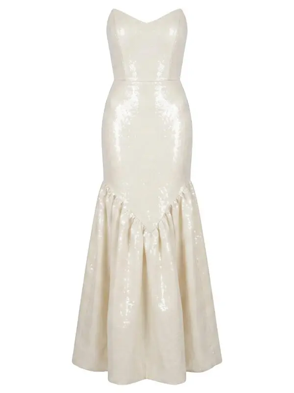 NOMI FAME Strapless Sequined Mermaid Gown - White