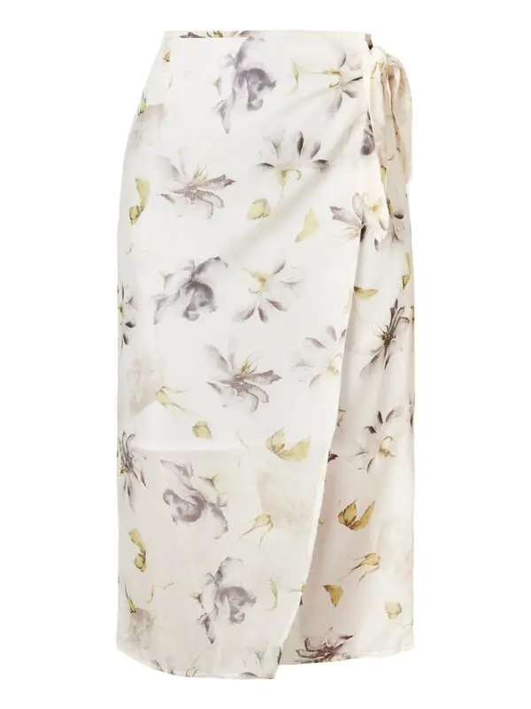 ITALIA A COLLECTION Floral Wrap Pencil Skirt - White