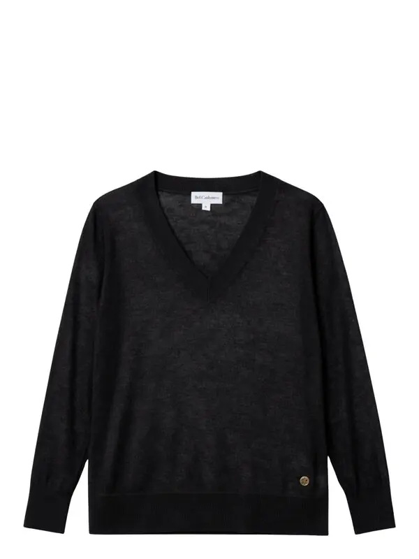 BEL CASHMERE Vera Ultrafine Cashmere V-neck Sweater - Black