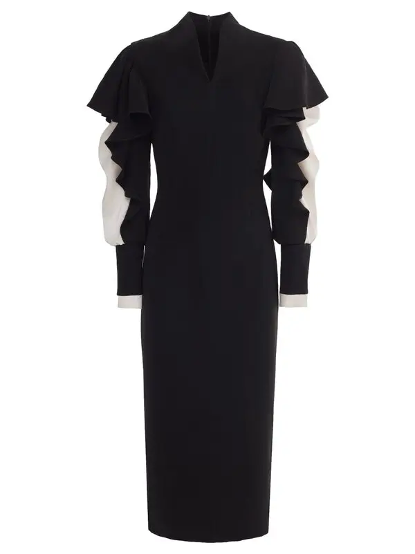 JULIA ALLERT Midi Dress With Ruffled Sleeves - Black