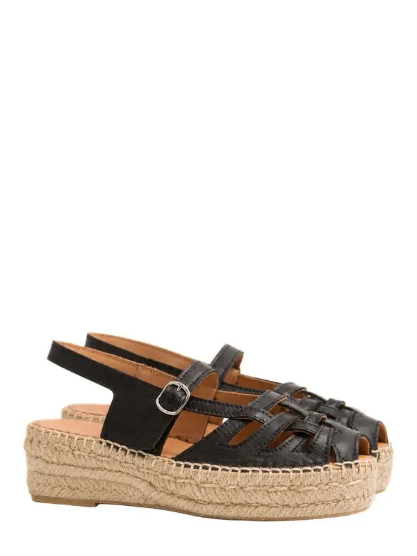 NAGUISA Thalis Jute Espadrille Sandals With Buckle - Black