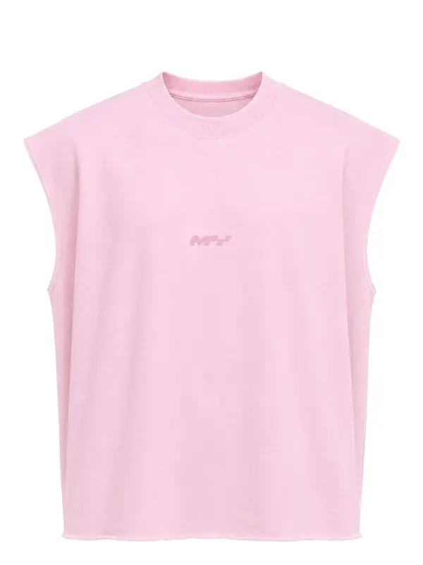 MYSIMPLICATED Oversized Sleeveless Tee With Tonal Logo Detail - Pink