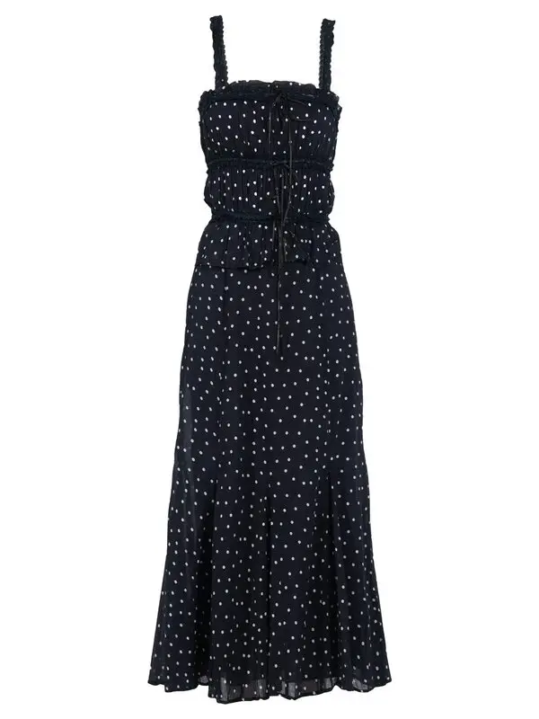 ROSE & NANCY Marcia Polka Dot Cami Midi Dress - Black