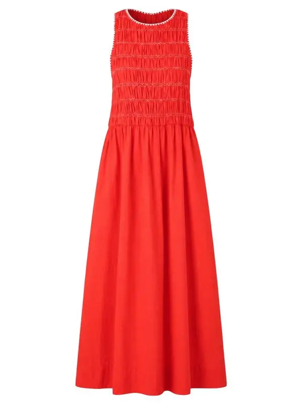 ROSE & NANCY Issy Smocked Cotton Maxi Dress - Red