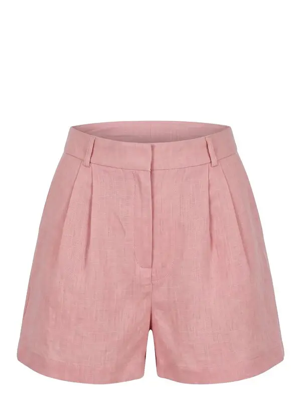 Yumi Kim Linen Pleated Shorts - Pink