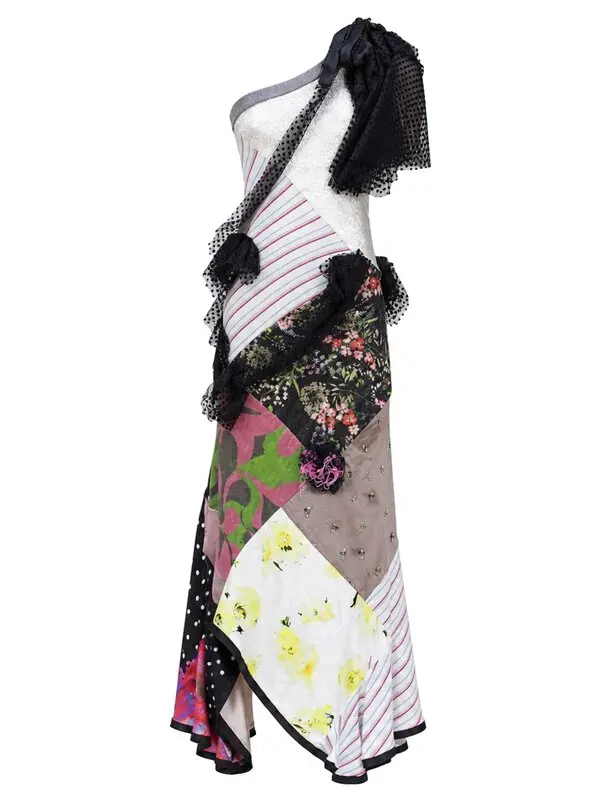 Miro Misljen Patchwork Reverie Maxi Dress - Black/white